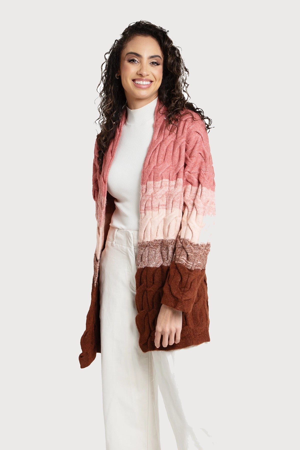Cable Knit Color Block Cardigan – SAACHI