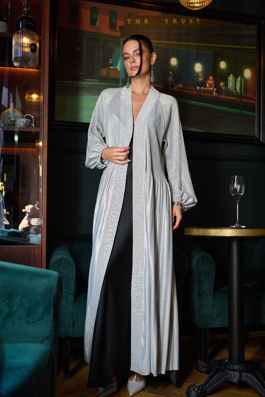 Metallic Pleated Duster – SAACHI