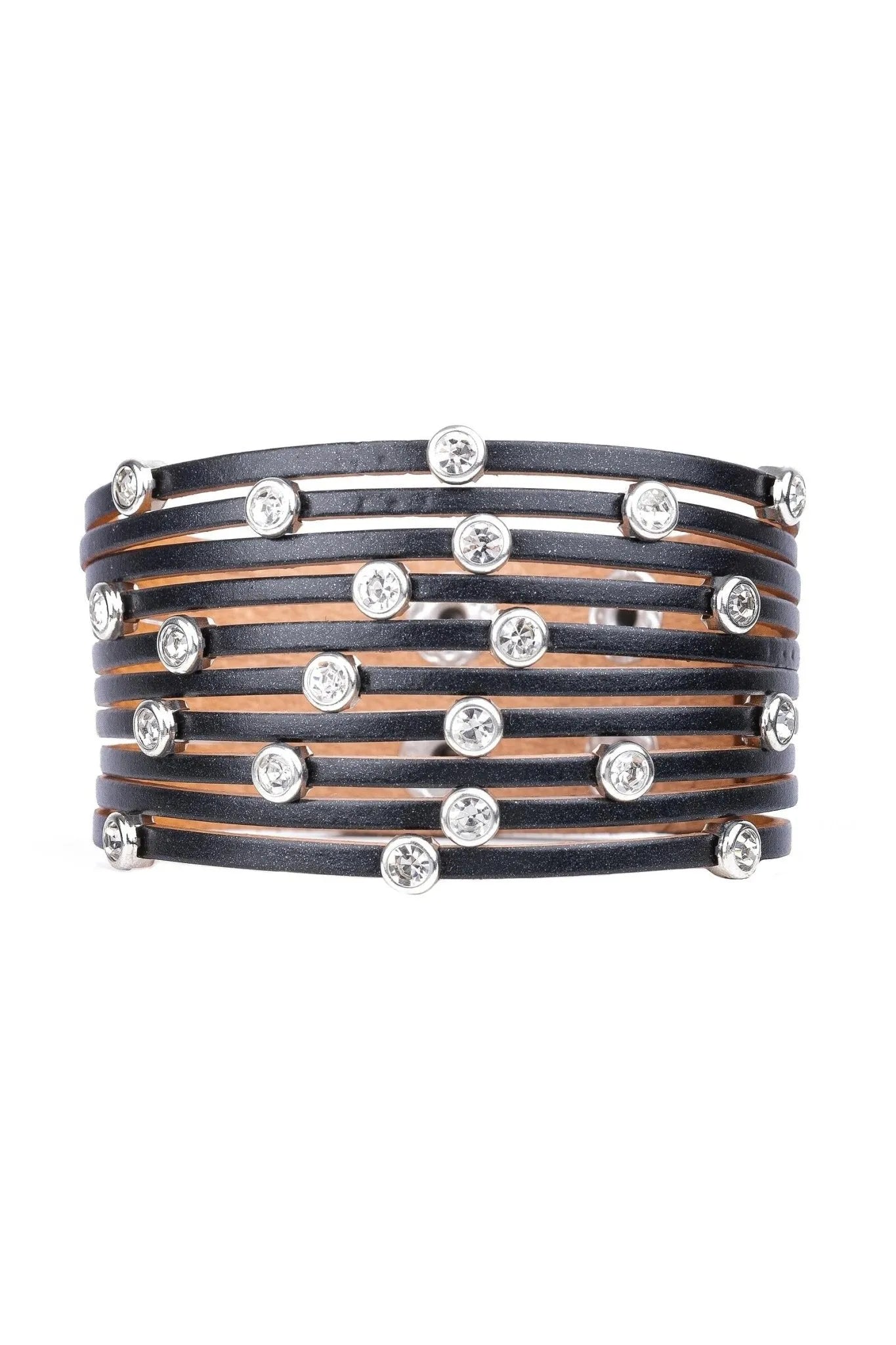 Vegan Leather Crystal Studded Bracelet – SAACHI