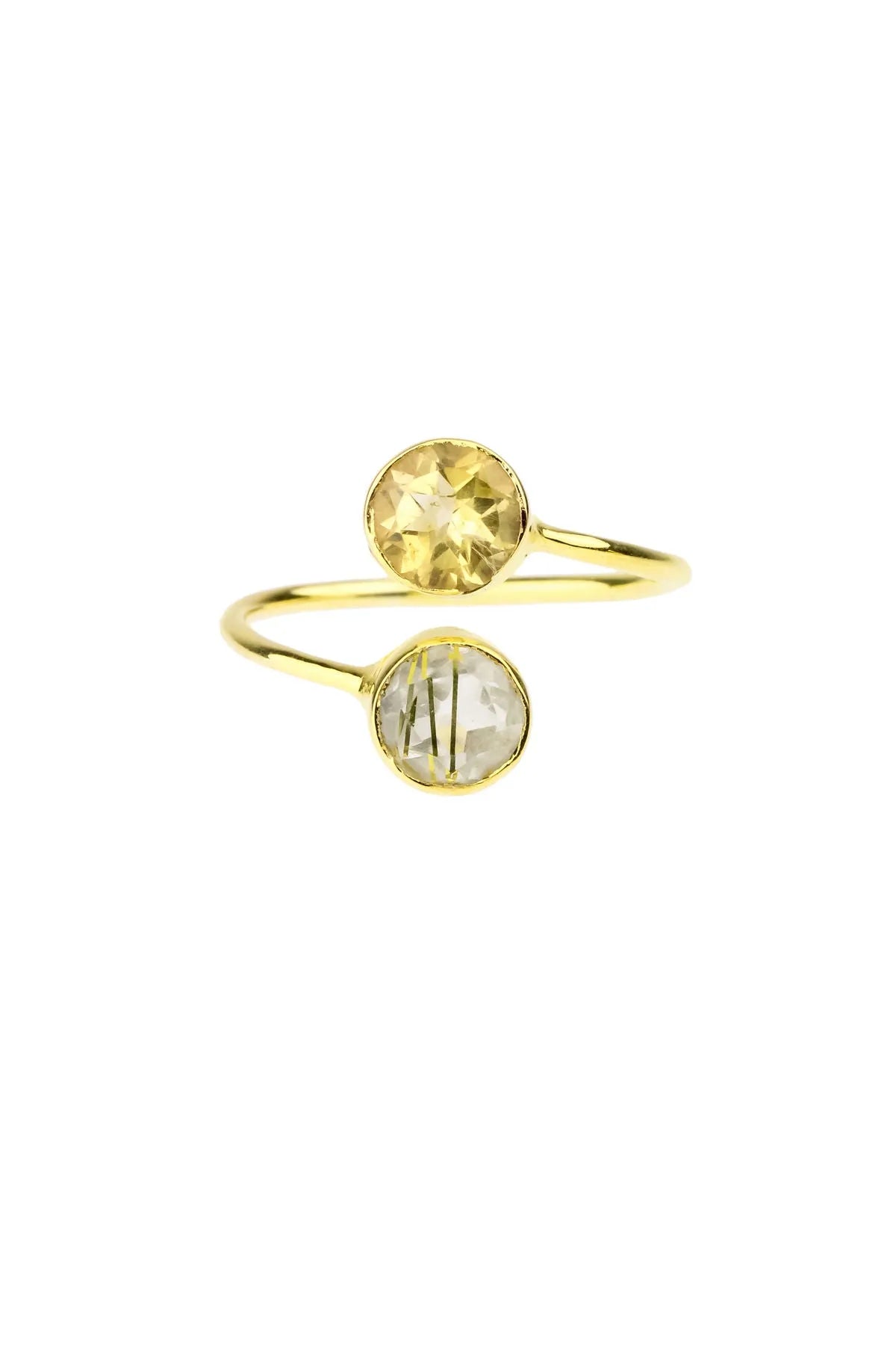 Double Gem Ring Citrine and Golden Rutilated – SAACHI