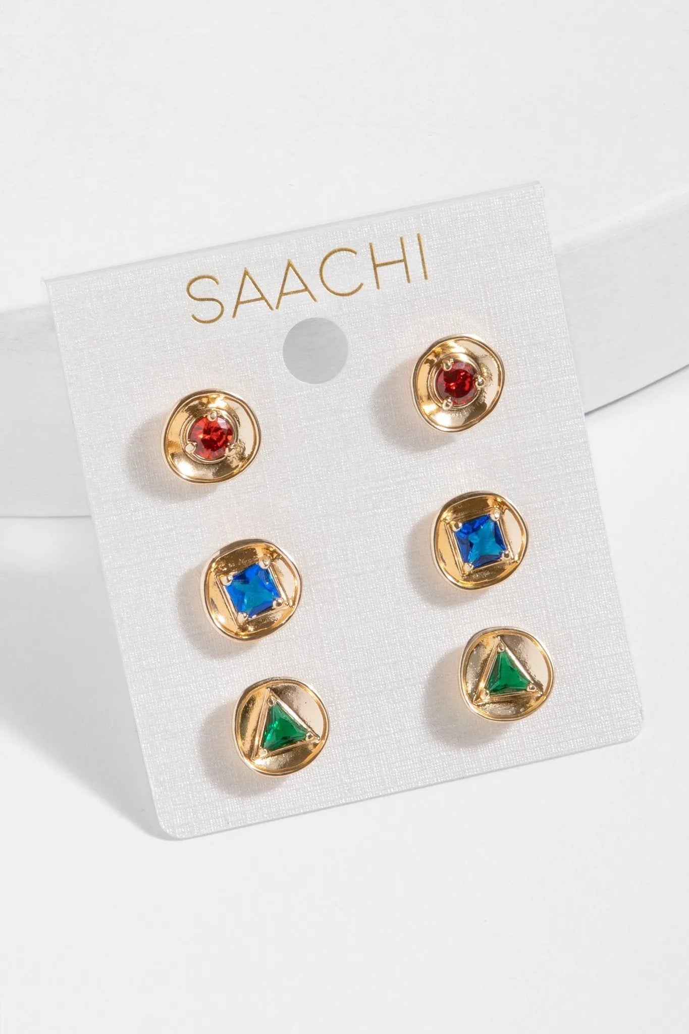 Gold Disc Gem Stud Earring Set – SAACHI