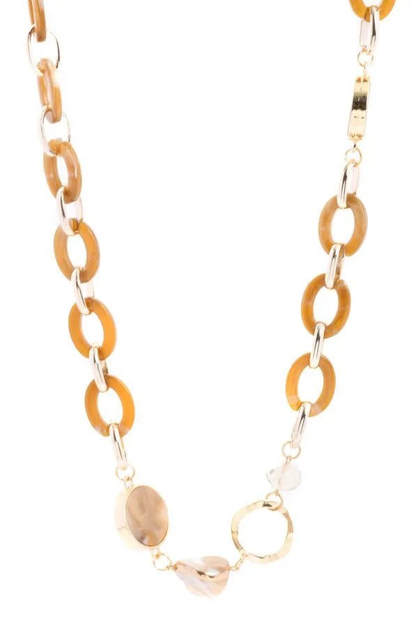 Gold Metal Amber Long Chain Crystal Necklace – SAACHI