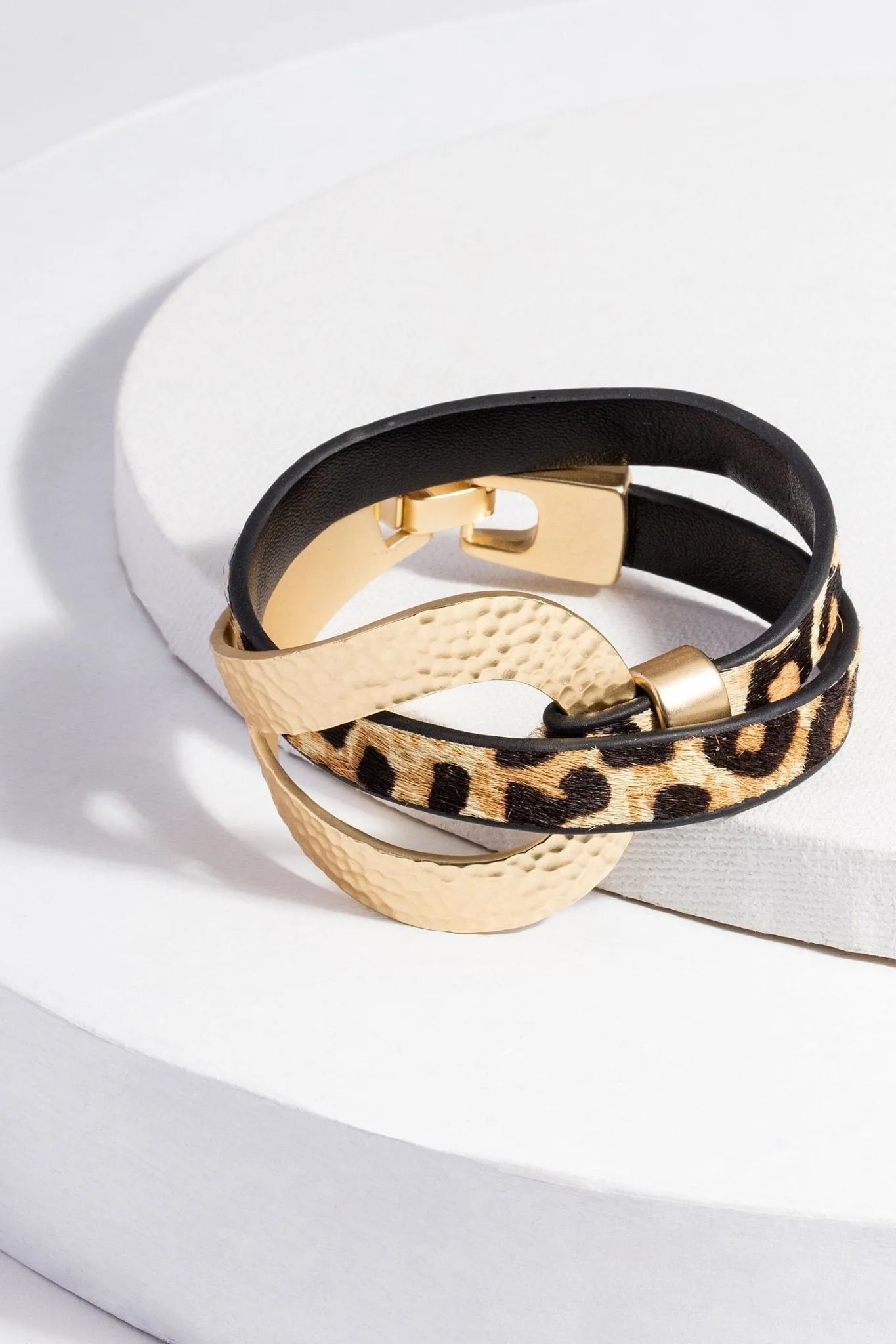 Gold Loop Animal Print Leather Bracelet – SAACHI
