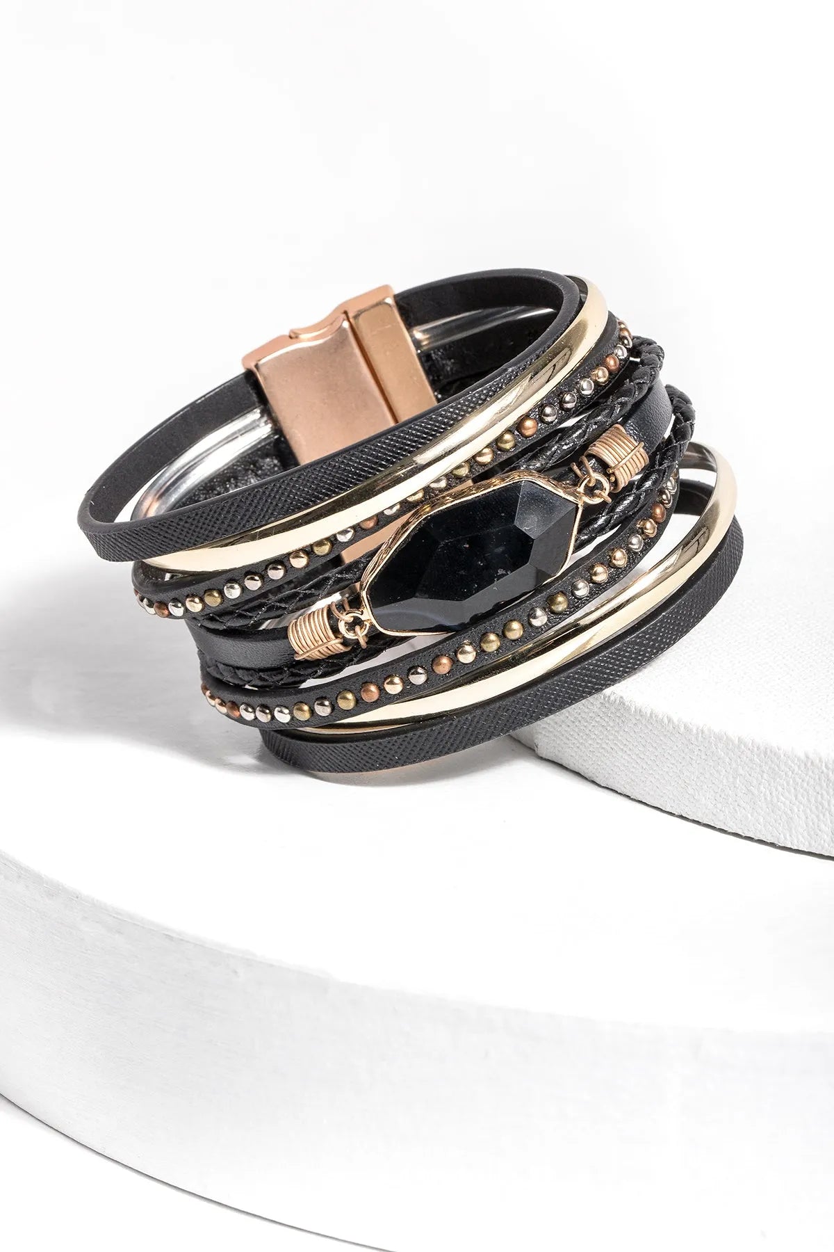 Buy Midnight Tropic Layered Leather Bracelet | Saachistyle – SAACHI
